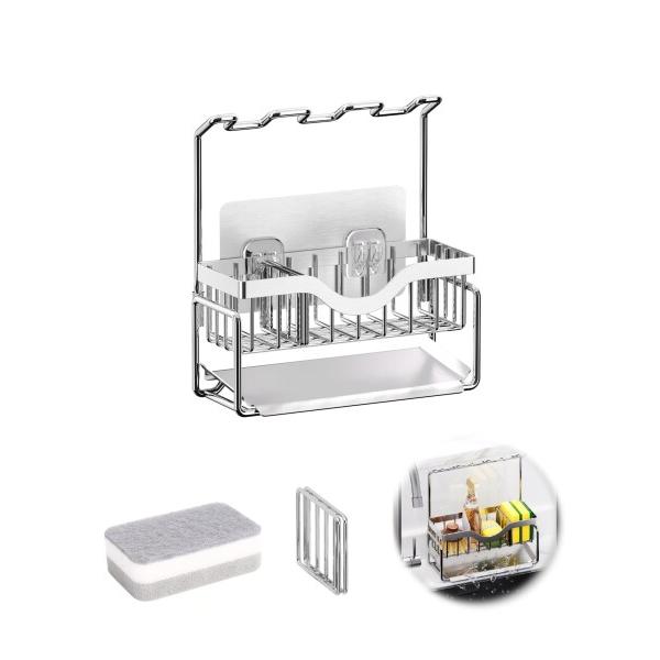 スポンジホルダー 壁掛け スポンジ置き 304ステンレス スポンジラック 防錆 たわしホルダー 洗剤置き 洗面所/キッチン用収納 スポンジ/粘着フック/可動式仕切り板付き商品コード：55080860190型番：XUMQUXサイズ：普通カラー...