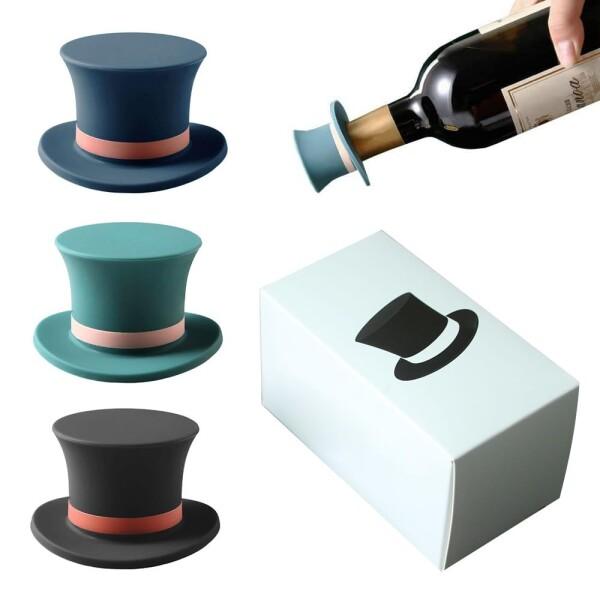 3個セット ワイン栓 シリコン製 シルクハット ワインストッパー ボトルを寝かしてもこぼれない ガラス瓶用 （ブラック+ブルー+グリーン）商品コード：55080860287型番：PS-0721カラー：ブラック+ブルー+グリーン食品グレードの...