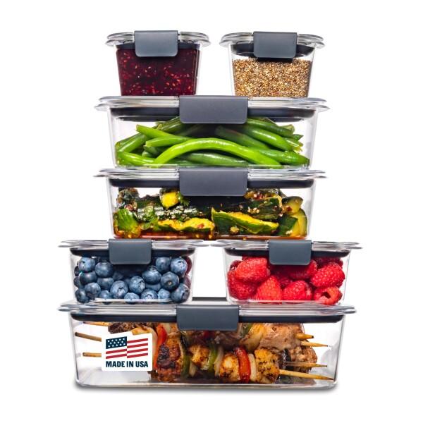 【発売日：2019年09月27日】Rubbermaid (ラバーメイド) 2108377 ブリリアンスストレージ 食品保存容器 プラスチック蓋 14個セット ビスフェノールA不使用商品コード：55080860309型番：2108377サイズ...