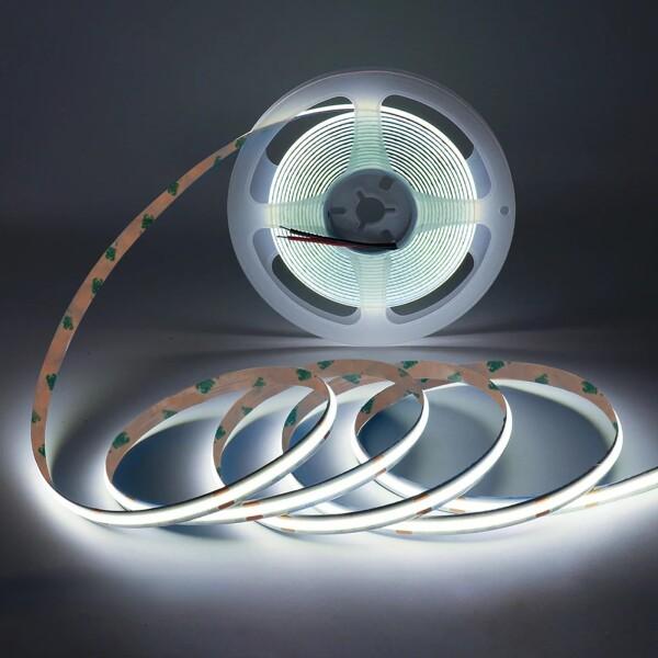 COB LED テープライト DC12V 調光可能 5m 昼光色6000K 高輝度 COB テープライト 高密度528LED/m 幅10mm CRI90 切断可能 粘着式屋内用ストリップライト 寝室 リビング テレビ 棚 キャビネット向け商...