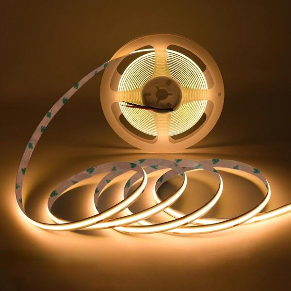 COB LED テープライト DC12V 調光可能 5m 電球色3000K 高輝度 COB テープライト 高密度528LED/m 幅10mm CRI90 切断可能 粘着式屋内用ストリップライト 寝室 リビング テレビ 棚 キャビネット向け商...