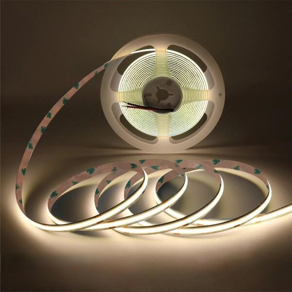 COB LED テープライト DC12V 調光可能 5m 昼白色6000K 高輝度 COB テープライト 高密度528LED/m 幅10mm CRI90 切断可能 粘着式屋内用ストリップライト 寝室 リビング テレビ 棚 キャビネット向け商...