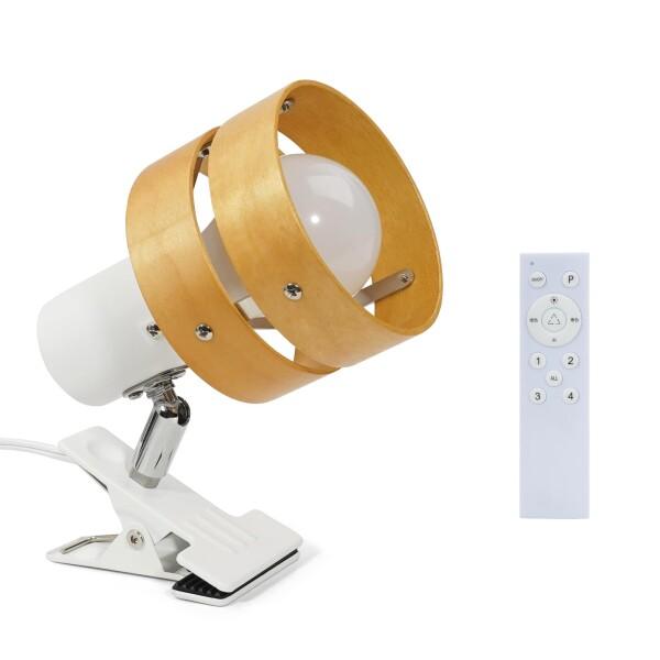 Aiwode クリップライト 木の色木製の円 調光の電球 E26対応 360度回転 スイッチ付き リモコン対応 高級 調光調色 目に優しい 節電 省スペース設計 寝室 ベッドサイド デスクライト 読書用 高級レストラン照明 植物育成ライト対...
