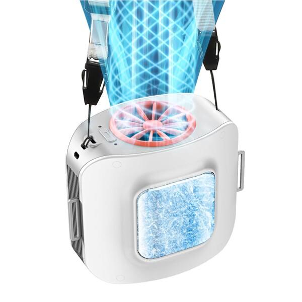 Vangue 10000mAh ポータブルウエストファン 取り外し可能なストラップ2本と冷却プレート付き 充電式パーソナルファン 13500RPM ミニネックとボディ アウトドア/建設用商品コード：55080862148型番：K059サイズ...