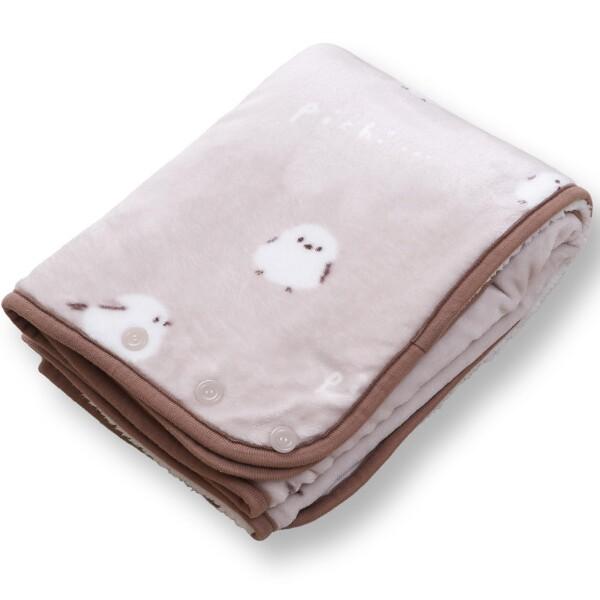 (Luanna Jena) ブランケット 4way ひざ掛け シマエナガ  フランネル 裏ボア 巻きスカート ポンチョ ボレロ 洗える 軽量 70×100cm (シマエナガ柄ベージュ)商品コード：55080862371型番：BKT-2025...