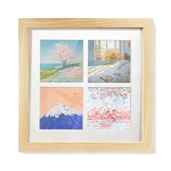 フォトフレーム 壁掛け 多面 写真立て 複数枚 正方形 写真立て 結婚式や赤ちゃんの成長記念のフォトフレーム 壁掛け 木製額 ナチュラル 割れないPS板採用 スタンド付 吊り紐付 おしゃれ (正方形10インチA)商品コード：55080863...