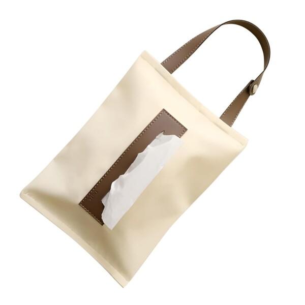 Refoiner ティッシュケース おしゃれ 吊り下げ ティッシュホルダー 車 大容量 ティッシュボックス 省スペース 洗面所 キッチン 寝室 ベビーカー 室内装飾 壁掛け収納 多用途 ケース PUレザー (ベージュ)商品コード：55080...