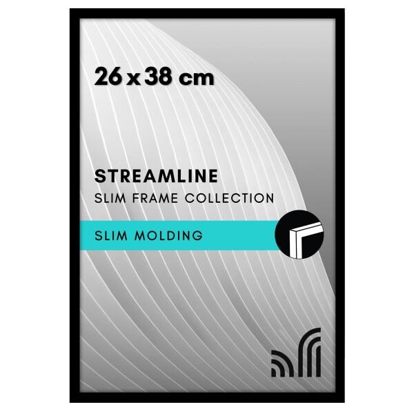 Americanflat 26cm x 38cm 額縁 パズルフレーム 軽量・安全・透明な1mm PS保護パネル付き 細枠デザイン（壁掛け） - ブラック（ストリームラインコレクション）商品コード：55080863912型番：METLX26...