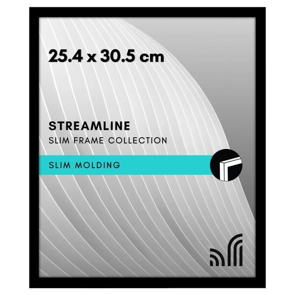 Americanflat 四つ切りサイズ（25.4cm x 30.5cm） 額縁 フォトフレーム 耐衝撃ガラス付き 細枠デザイン（壁掛け・卓上対応） - ブラック（ストリームラインコレクション）商品コード：55080863913型番：MET...