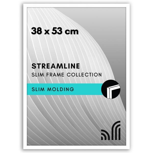 Americanflat 38cm x 53cm 額縁 パズルフレーム 軽量・安全・透明な1mm PS保護パネル付き 細枠デザイン（壁掛け） - ホワイト（ストリームラインコレクション）商品コード：55080863914型番：METLX38...