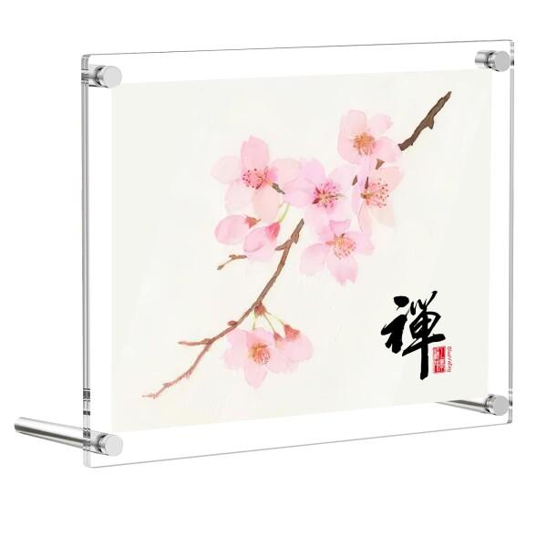 BlueValley アクリルフレーム ミニ色紙額縁 寸松庵121×136mm フレームレス 両面透明 卓上＆壁掛け兼用 保護フイルム付 ビス止め式 チェキワイド ポストカード対応 写真立て おしゃれディスプレイスタンド スタンドバー2枚付...