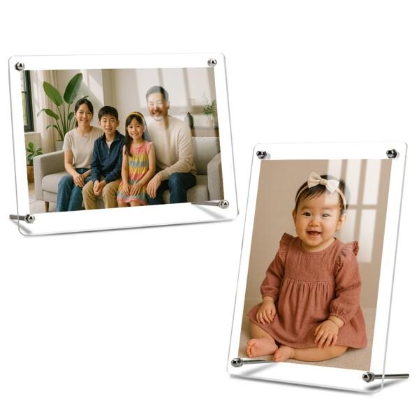 HINACO アクリルフォトフレーム 透明 縦置き横置き兼用 スタンド付属 写真立て 102x152mm KG判商品コード：55080863978サイズ：ポストカードサイズカラー：クリア【対応サイズ】 はがき・ポストカード102x152mm...