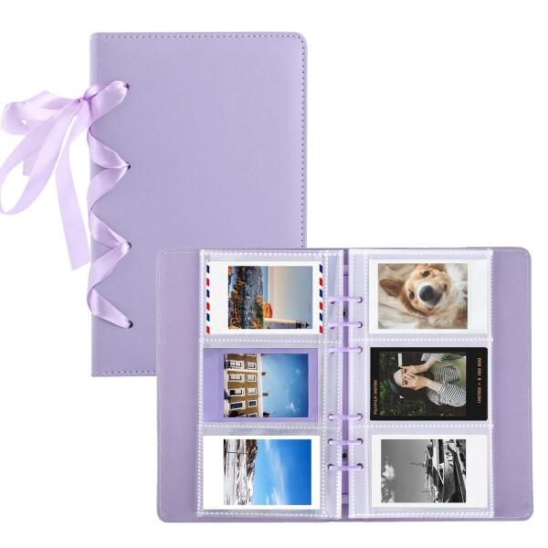 150 枚収納PU レザー A6 バインダー フォトアルバム 互換性富士フイルムInstax Mini 12 11 9 40 90 8 7 Evo LiPlay Linkインスタントカメラ Kpop フォトカード ホルダー (パープル)商品...