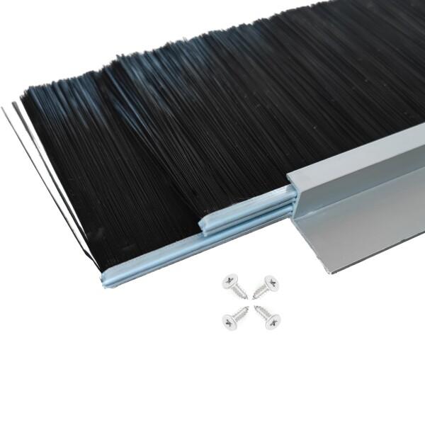 Retsun 4本セット 幅広・二重構造 ドア下ブラシ 87mm×880mm｜大きい隙間対応・ドア開閉を妨げない・段差対応 防虫・防塵・遮光・防風・防寒・断熱 冷暖房効率アップ 省エネ対策 アルミフレーム ネジ固定 (Double2.5, ...