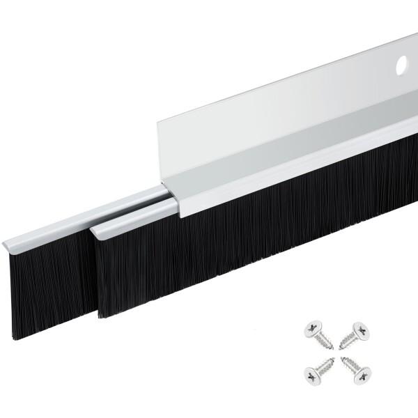 Retsun 3本セット 二重構造ドアブラシ 53mm×880mm ドア下隙間・シャッター隙間対応 開閉を妨げない 段差対応 アルミフレーム ネジ固定 防虫 防塵 防風 防寒 断熱 遮光 隙間風対策 冷暖房効率アップ 省エネ (Double...