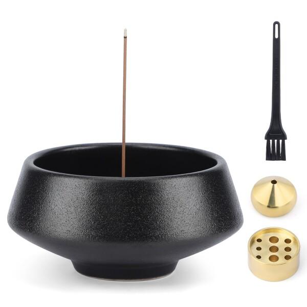 Segarty お香立て 広口陶器香炉 陶器製 2種類真鍮付属 和モダン おしゃれ お線香立て 掃除簡単 水洗い 香皿 香炉 疲労軽減 ストレス緩和 空気の浄化 仏具 和モダン香皿 ヨガ 瞑想リラックス 睡眠 ギフト適応商品コード：5508...