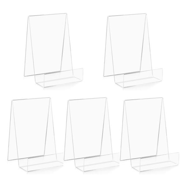 CHANGJIQ アクリルスタンド 5個セット ディスプレイスタンド アクリルディスプレイイーゼル カードスタンド 透明 レコードラック 本立て 卓上用 POP広告メニュー 展示台 本棚 装飾 図書館 オフィス 文房具ギフト商品コード：55...