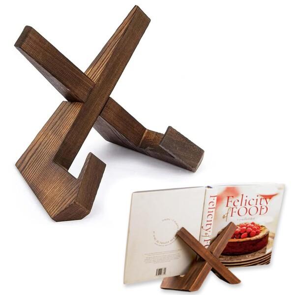 CHANJIF ブックスタンド 21.5×16.5×12.5cm ディスプレイスタンド タブレットホルダー 木製 見開き固定 読書台 レシピ 写真たて 卓上イーゼル 楽譜 CD レコード 皿立て ブックホルダー モダン シンプル 卓上用 キ...