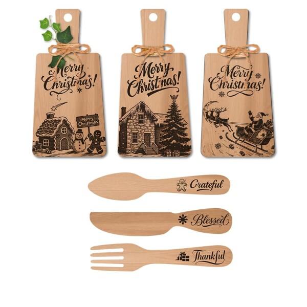 PH PandaHall クリスマスウォールデコレーション カッティングボード イートサインセット 6個 木製 吊り下げアートキッチンイートサイン フォーク スプーン壁装飾 ウォールデコ ホーム ファームハウス キッチンダイニング 屋外用商...