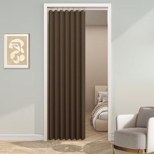 唐土工房 間仕切りカーテン 断熱 のれん 遮光 一級遮光 1級 暖簾 おしゃれ ロング 230cm丈 150cm幅 1枚 アコーディオンカーテン 間仕切り ドアカーテン 突っ張り棒カーテン 防寒保温 防音 無地 厚手 省エネ 冷気遮断 目隠...