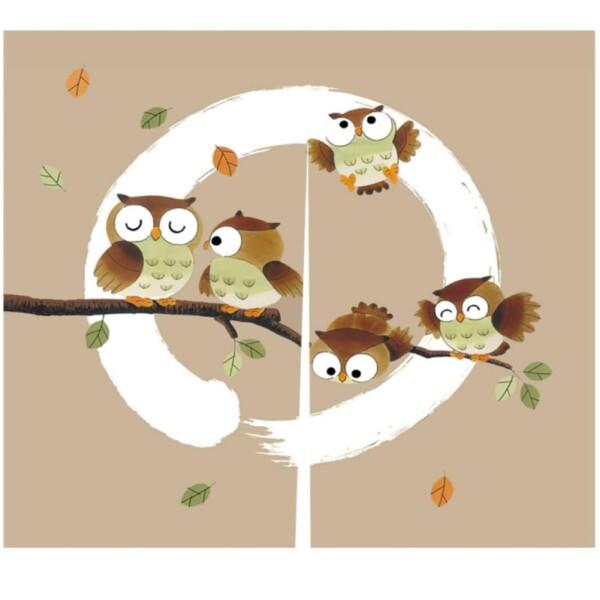 のれん 暖簾 間仕切りカーテン おしゃれ 目隠し 見えにくい 玄関 温泉 旅館 ホテル 廊下 お風呂 洗面所 トイレ オーダー可 ドアカーテン キッチ リビング 飲食店 出入り口 丸ーフクロウ 幅120長さ90商品コード：550808645...