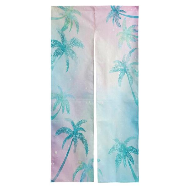 next.design のれん 暖簾 180cm丈 モンステラ 水面 ビーチ プール マーブル模様 海 観葉植物 ヤシの木 グリーン 南国 ハワイ 夏 涼しい 丈 おしゃれ 北欧 ロング 可愛い 突っ張り棒 暖簾 間仕切り 押し入れ クロー...