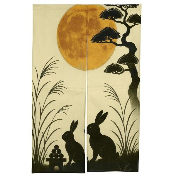 next.design のれん 暖簾 130cm丈 十五夜 中秋 月見 お月見 月 満月 秋 うさぎ 団子 飾り 秋 北欧 和柄 ロング 丈 飾り おしゃれ 和 モダン 和風 ロング 可愛い 突っ張り棒 暖簾 間仕切り 押し入れ クローゼッ...