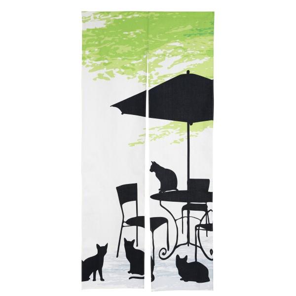 next.design のれん 暖簾 180cm丈 猫 黒猫 ペット キャット 動物 癒し 影絵 海 パラソル ロング 丈 飾り おしゃれ モダン 北欧 可愛い 突っ張り棒 暖簾 間仕切り インテリア 布 目隠し (デザイン1)商品コード：...