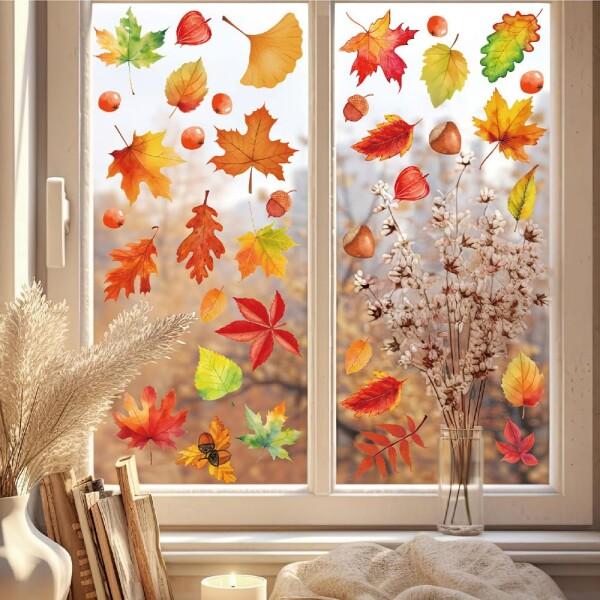 CELAENO 窓ステッカー 和風 秋 紅葉 落ち葉 接着剤なし 水で貼る 剥がせる 窓飾り 静電ステッカー デカール 賃貸部屋OK 56pcs商品コード：55080864873型番：CLJ2507カラー：紅葉インテリアのアクセントに:シン...