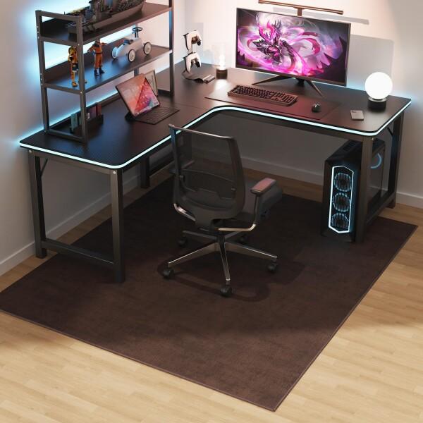ZPAI ゲーミングチェアマット フランネル素材 160×180cm デスクチェアマット 滑り止め加工 ゲーミングマット 短毛タイプ 厚さ4mm 防音 床保護 デスクカーペット フローリング 傷防止 床暖房OK 椅子も足元もスムーズ快適 ブ...