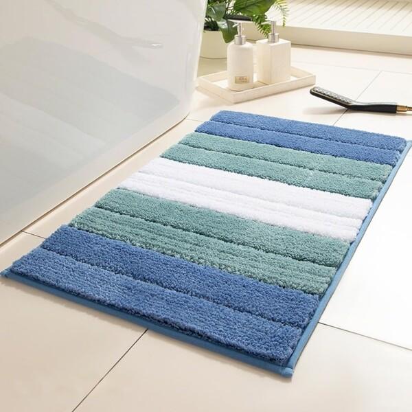 EASYLEE バスマット お風呂足拭きマット 北欧風おしゃれ 吸水速乾滑り止め 厚手やわらか快適暖かい 抗菌防臭防カビ 丸洗い可能 浴室洗面所脱衣所台所玄関室内ドアマット (ブルー系, 40 x 60cm)商品コード：5508086524...