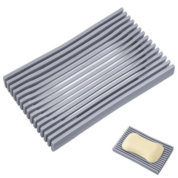 Refoiner 石鹸ケース 石鹸置き おしゃれ ソープディッシュ 携帯用 ソープトレー 石けん置き 浴室 ハンドソープ置き 軽量 耐久性 クイックドレイン 防錆 キッチン バスルーム 家庭に適しています (グレー)商品コード：550808...