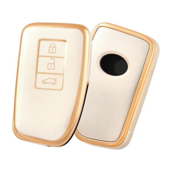 (OFF WE GO) レクサス スマート キーケース LEXUS GS IS NX RC RCF RX LX 等に適用 3ボタン LEXUS 車用 リモコンキーカバー 高級 TPU レクサス キーシェル 軽量 全面保護 汚れ、傷防止 落ち...