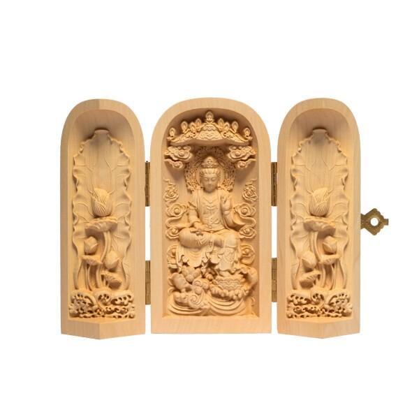 繁樓藝雕 仏像 観音菩薩 三開仏 仏壇仏像 木彫り 置物 柘植の木 祈る 厄除け商品コード：55080868228型番：HYM-SK-001カラー：蓮華観音?製品材質:ツゲ(別名:イヌゴマ) / 製品サイズ:高さ:10cm 巾:5.5cm ...