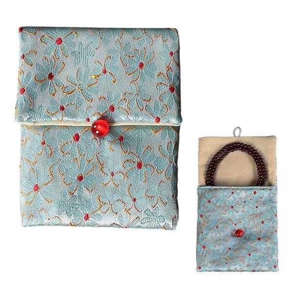 数珠袋 誕生石収納ケース お守り入れ収納 中国シルク風財布 良縁の象徴である瑞雲が あなたの願いを包 おしゃれ 持ち運び 高級 小物入れ 完璧な贈り物（湖の青）商品コード：55080868493型番：SCD-0922カラー：湖の青サイズ: ...