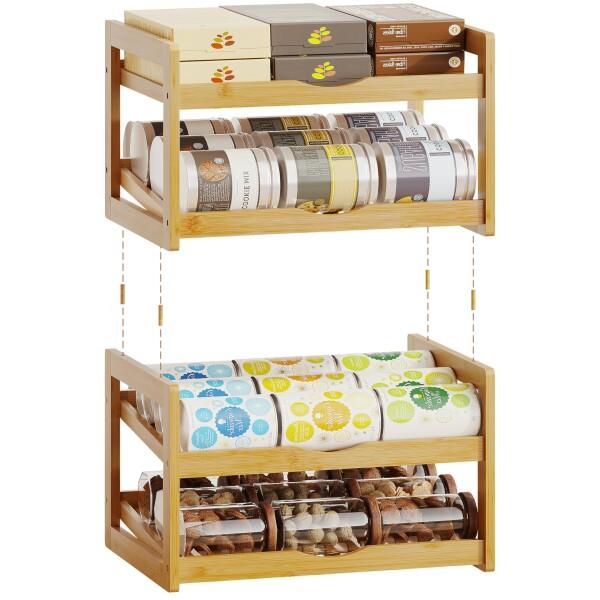 BAMBANG 缶ストッカー 竹製缶収納ラック 缶ビールホルダー 缶用 パントリー用 四重仕上げラック 省スペース 取り出しやすい 缶ディスペンサー 缶・ビール・炭酸飲料収納ラック 48本収納可能?商品コード：55080868982型番：C...