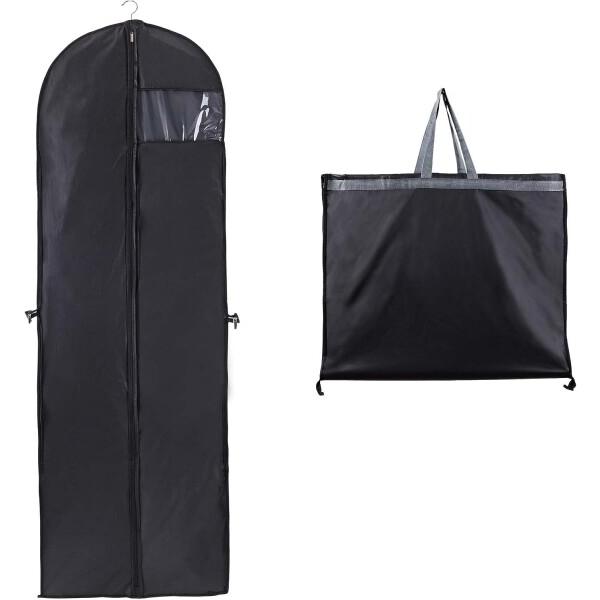 NN.ORANIE 洋服カバー ドレスバッグ スーツカバー 衣類カバー 手持ち ガーメントバッグ 防塵カバードレス 手持ち ウェディングドレス スーツ ウェディングドレス スーツ 収納 カバー 機内持ち込み 軽量 大容量 (ブラック)商品コ...