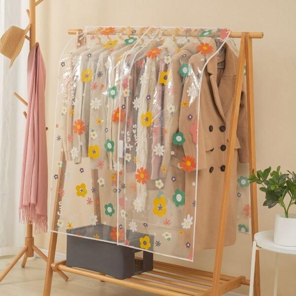 EZBUYGO 衣類カバー ハンガーラックカバー 洋服カバー 透明窓付き 衣類収納整理 防塵 ずり落ち防止 固定紐 クローゼット 吊り下げ 防湿 取付簡単 大容量 頑丈 通気性 80*120cm(80x120cm)商品コード：5508086...