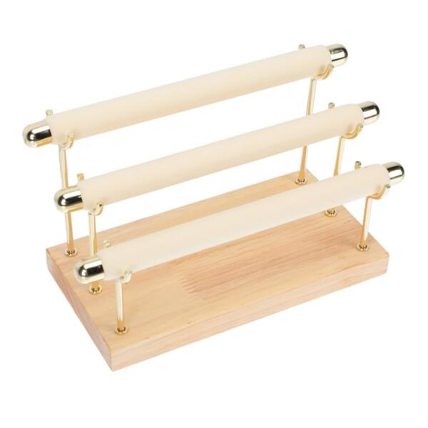 SHOWERORO 木製ジュエリースタンド 3層リングディスプレイ 指輪置き ネックレスディスプレイ オーガナイザー 約8.66X4.72X3.94インチ ベージュ 宝石収納ラック商品コード：55080869368型番：R0I53PSJ35...