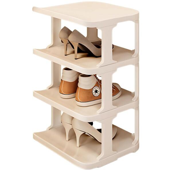 Mellbo シューズラック 靴棚 靴箱 コンパクト 大容量 省スペース 4段式 マルチラック 鍵 バッグ アクセサリー 本 雑誌 雑貨 観葉植物 小物類 玄関 リビング 寝室 47.5×26.5×24.7cm商品コード：550808697...