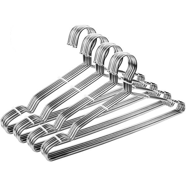 Seropy ハンガー、ステンレス、40本セット、ランドリーハンガー、防錆、曲げ可能、耐久性、便利な収納、スカート、ズボン、コート、ボトム、滑り止め、0.1インチ（3.2 mm）、幅16.5 インチ（42 cm）、高さ7.5インチ（19 c...