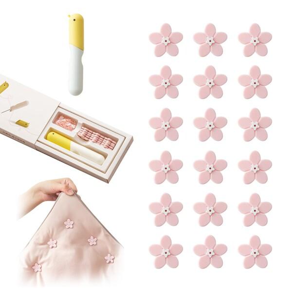 aninako 布団クリップ 18個セット ブランケット 布団 ズレ防止 針なしシーツクリップ 固定具 強力 桜の形 取り付け簡単 工具付き シーツ ブランケット 羽毛布団対応 (ピンク)商品コード：55080869930型番：aninak...