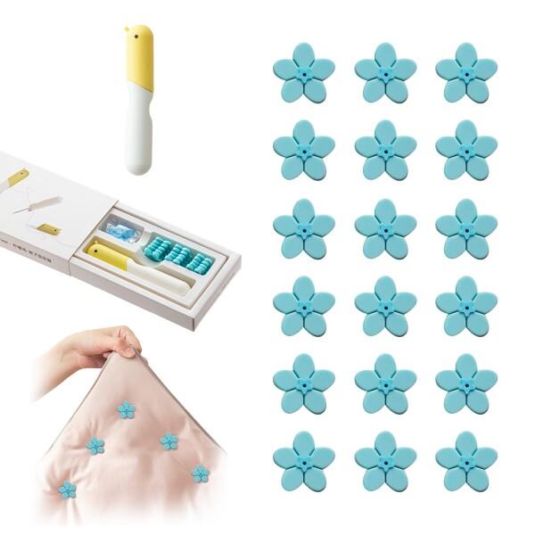 aninako 布団クリップ 18個セット ブランケット 布団 ズレ防止 針なしシーツクリップ 固定具 強力 桜の形 取り付け簡単 工具付き シーツ ブランケット 羽毛布団対応 (ブルー)商品コード：55080869932型番：aninak...