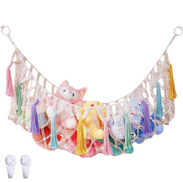 JoyNow ぬいぐるみ 収納 大容量 おもちゃハンモック 縫い包み 吊り下げ 壁掛け おもちゃ 収納 ネット ぬいぐるみストッカー 大きい 収納 子供部屋 カラフル 取り付けカンタン スッキリ収納 穴あけ不要ピン2個付商品コード：5508...