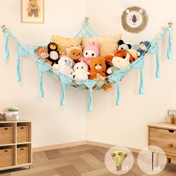 ぬいぐるみ 収納 ハンモック 綿100% 手編み おしゃれ 壁掛け 2サイズ展開 キッズルーム おもちゃ 収納 152×102×102cm (Mサイズ,ミントグリーン)商品コード：55080871112型番：NetBag-0サイズ：Mサイズ...
