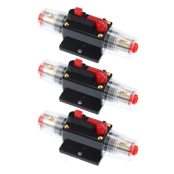 A ABSOPRO 自動車 リセット サーキットブレーカー 100A DC 12-48V サーキットブレーカー ヒューズホルダー 自動車 オーディオ マリン ボート ステレオ スイッチ インバーター 3個入り商品コード：5508087151...