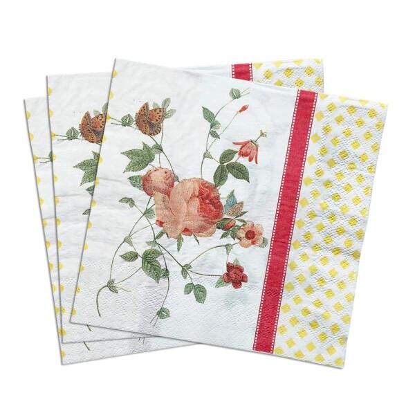 Zelten 2層 20枚入り カラーペーパーナプキン シャビーシック風、ウェディング、ディナー、ティーパーティー装飾用、ローズフラワー商品コード：55080871663型番：66723サイズ：1 Packカラー：ローズフラワー折り畳みサイ...