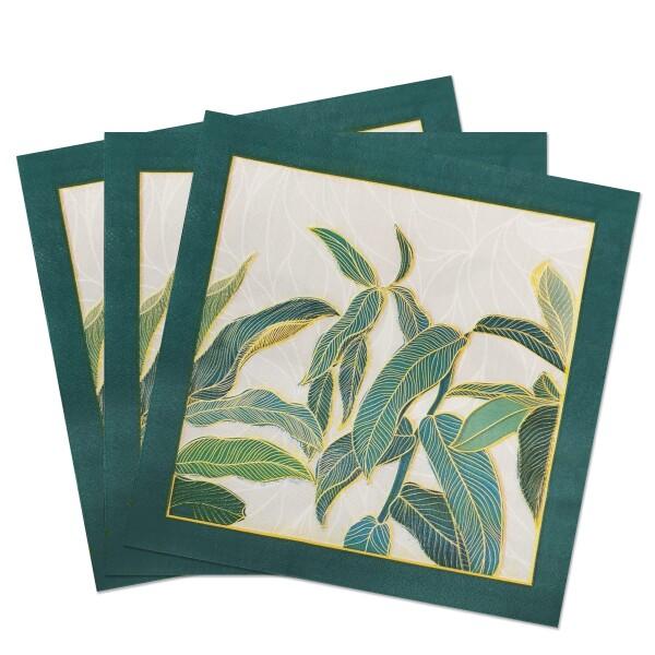 Zelten 2層 20枚入り カラーペーパーナプキン シャビーシック風、ウェディング、ディナー、ティーパーティー装飾用、シャイニングリーフ商品コード：55080871671型番：67157サイズ：1 Packカラー：シャイニングリーフ折り...