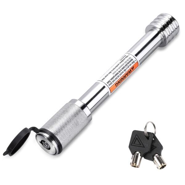 CZC AUTO トレーラーヒッチロック 直径5/8インチ、ロッキングヒッチピン 4インチ スーパーエクストラロングクロムコーティングヒッチピン クラスIII IVからヒッチバイクラックトレイボール牽引ロープ用キー付き トレーラー トラック...