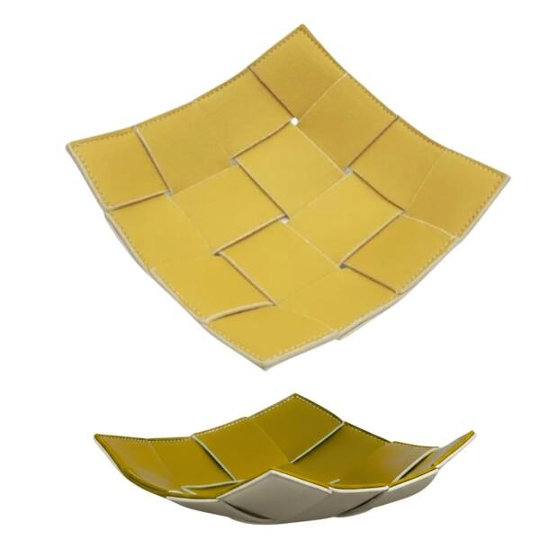 (EBISSY) 鍵やスマホの置き場所が決まる レザートレイ 小物入れ 玄関 デスク スマホ置き PUレザー 編み込み アクセサリートレイ (サンドイエロー)商品コード：55080873270型番：PUTRAYサイズ：17cmカラー：サンド...